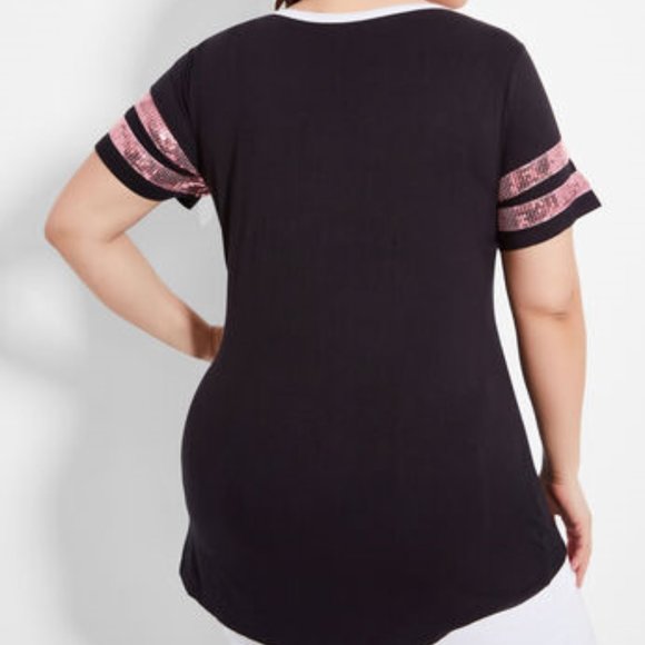 Ashley Stewart | Tops | 82 2224 Ashley Stewart Pink Sequin Beauty Tee ...